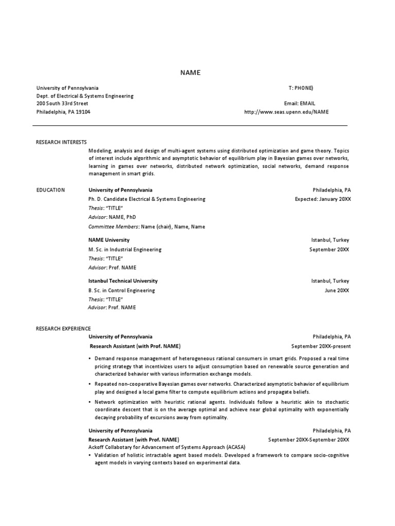 CV Electrical Engineering Sample | PDF | Mathematical Optimization ...