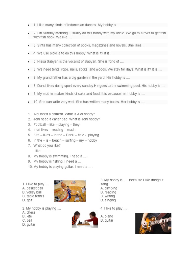 Soal Bahasa Inggris Hobby 2 Kelas 5 SD | PDF