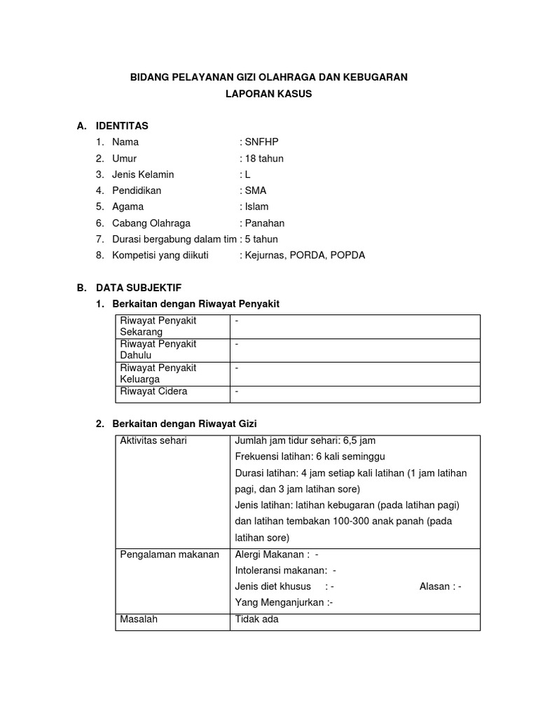 Contoh Laporan Atlet | PDF