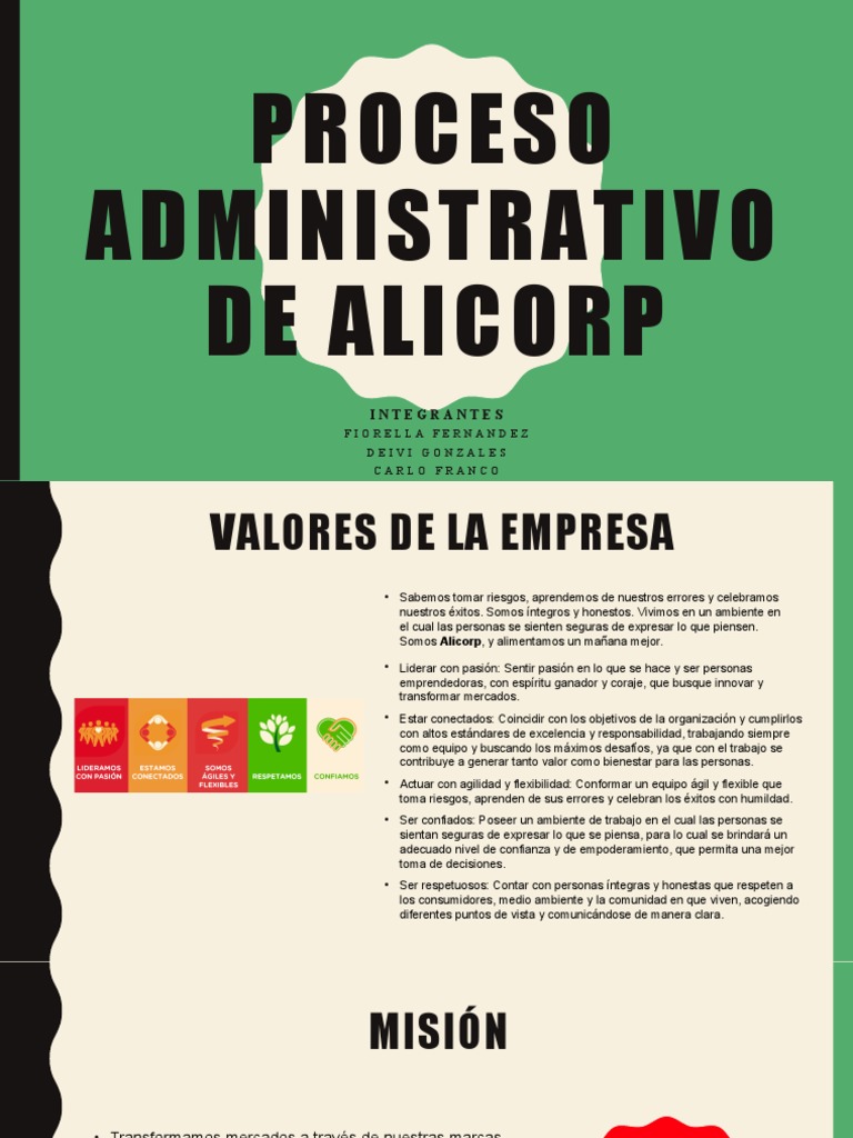 PROCESO ADMINISTRATIVO ALICORP | PDF | Calidad (comercial) | Gestión de la calidad