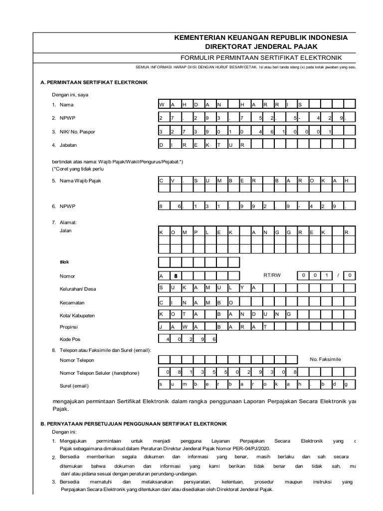 Formulir Permintaan Sertifikat Elektronik | PDF