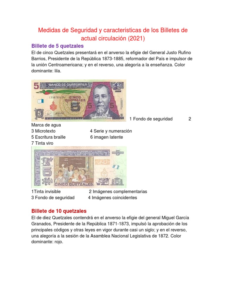 Caracteristicas de Monedas y Billetes | PDF | Moneda | Rieles
