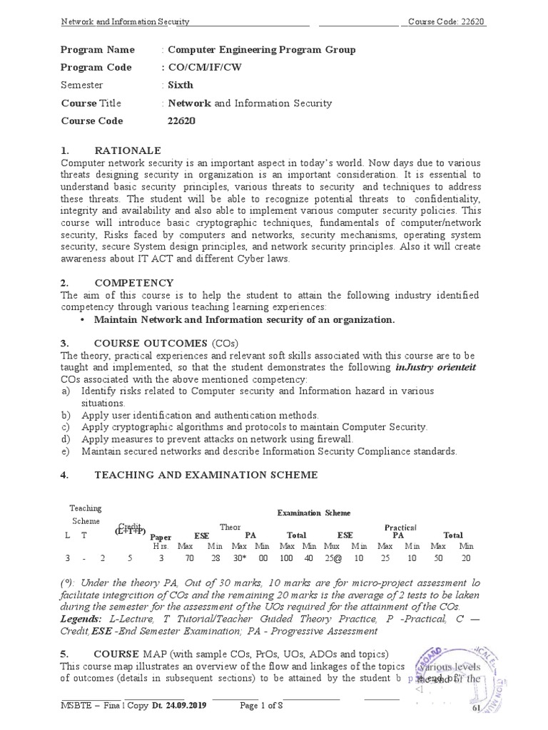 22620-Network and Information Security 241219 | PDF | Information Security | Cryptography
