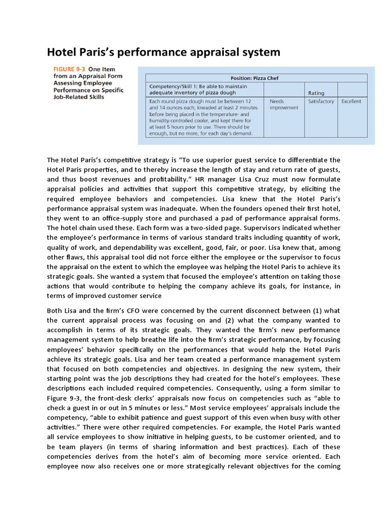 Hotel Paris's Performance Appraisal System | PDF | Performance ...