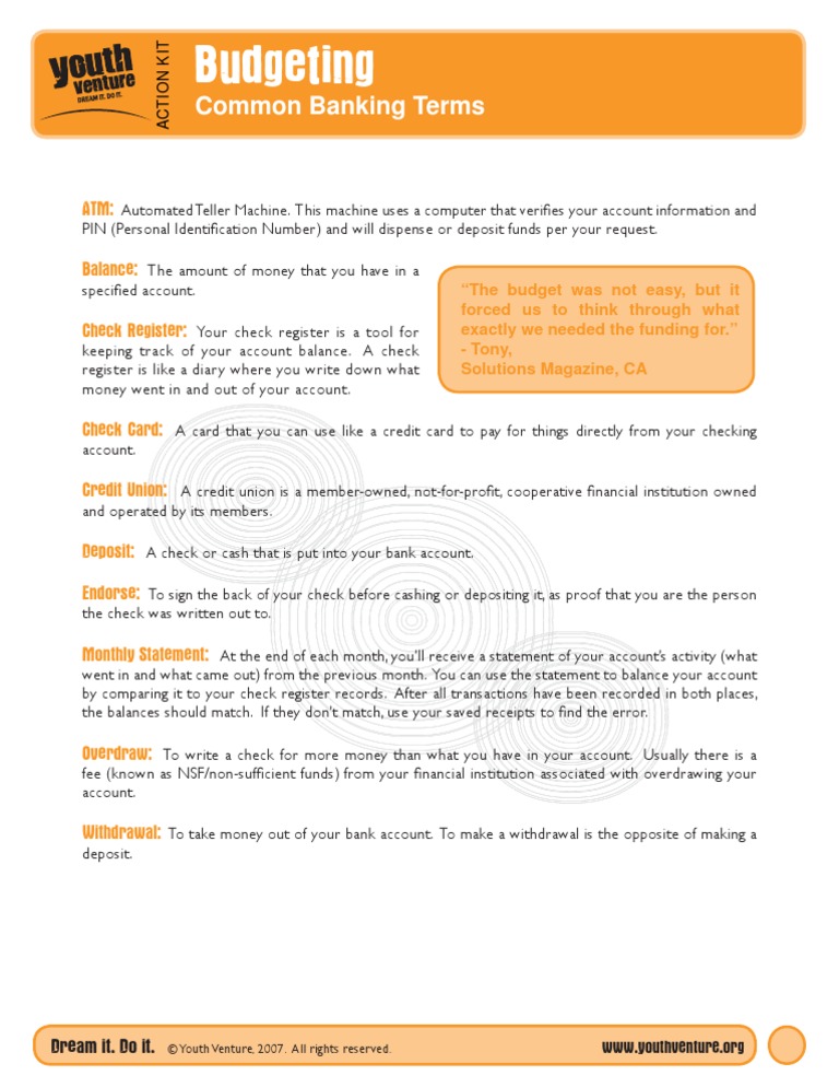 Common Banking Terms Guide | PDF