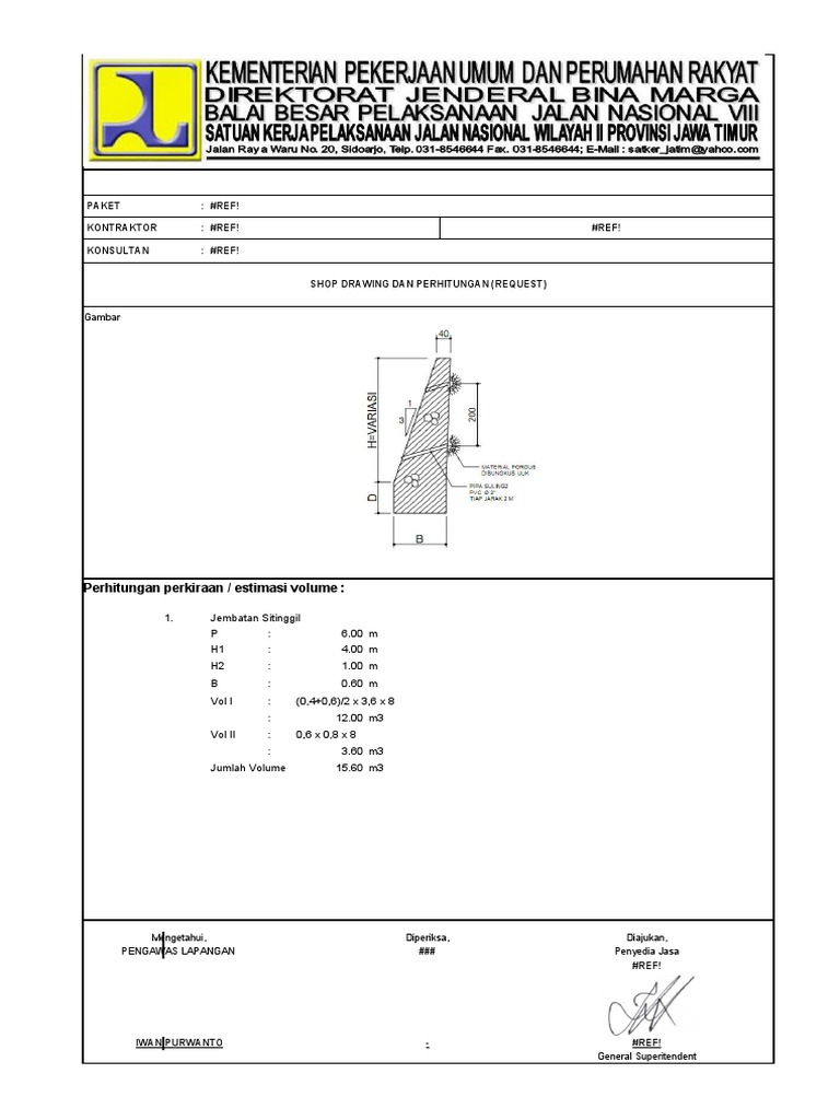 Paket: #REF! Kontraktor: #REF! #REF! Konsultan: #REF! Shop Drawing Dan Perhitungan (Request ...