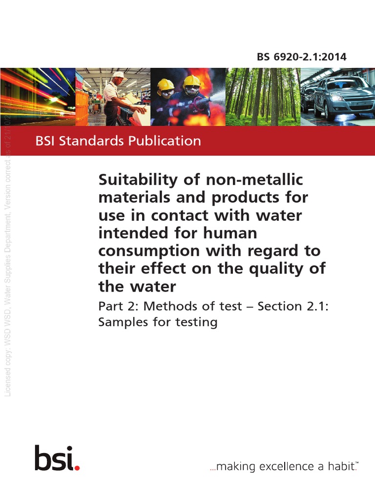 BS 6920-2.1-2014 - pt.2 (Suitability of Non-Metallic Materials and ...