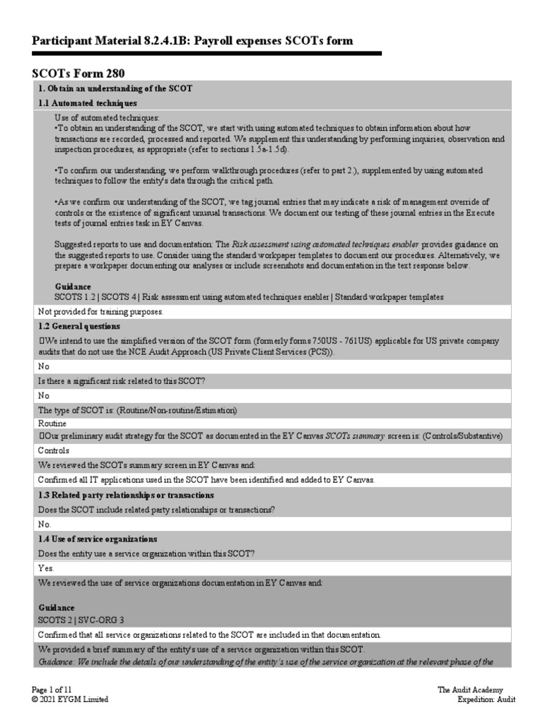 ASSR - AA - STF - NEW - L8 - PM8.2.4.1B - Payroll - Expense - SCOTs Form | PDF | Payroll | Audit
