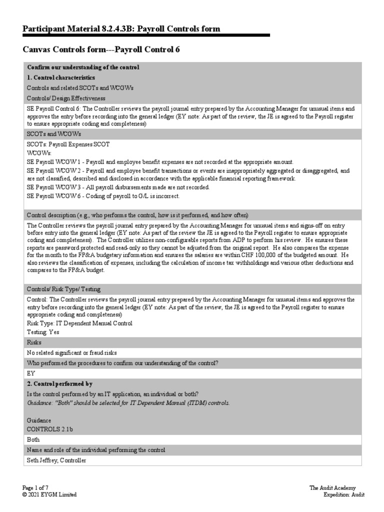 ASSR - AA - STF - NEW - L8 - PM8.2.4.3B - Payroll - Expense - Controls ...