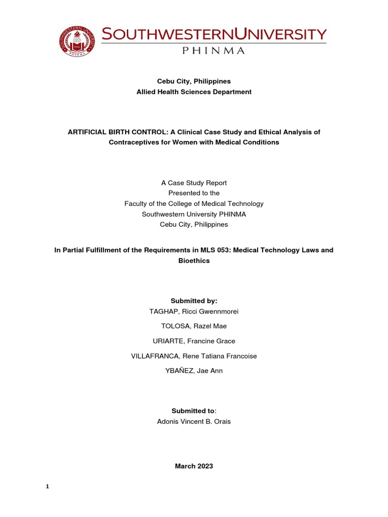 MLS 053 Group 10 Artificial Birth Control Case Study B8 FINAL | PDF ...