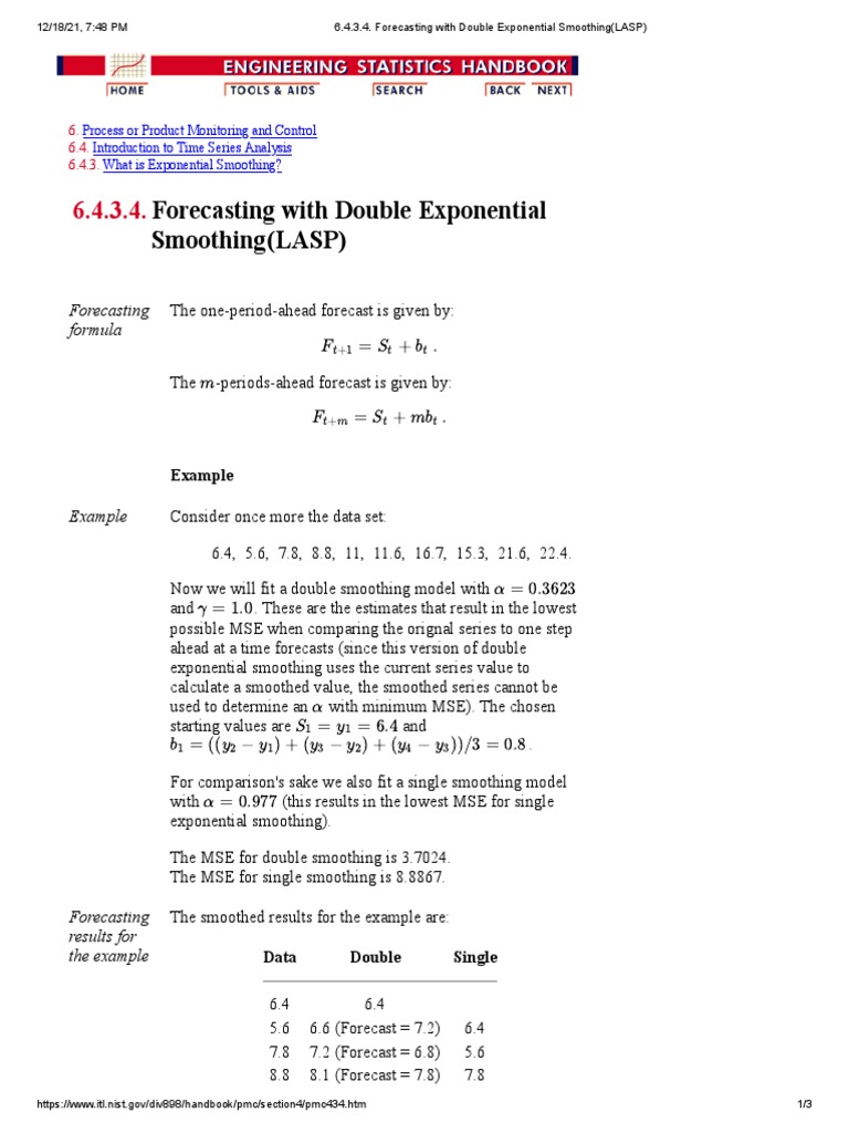 Chapter 9 2 6 4 3 4 Forecasting With Double Exponential Smoothing