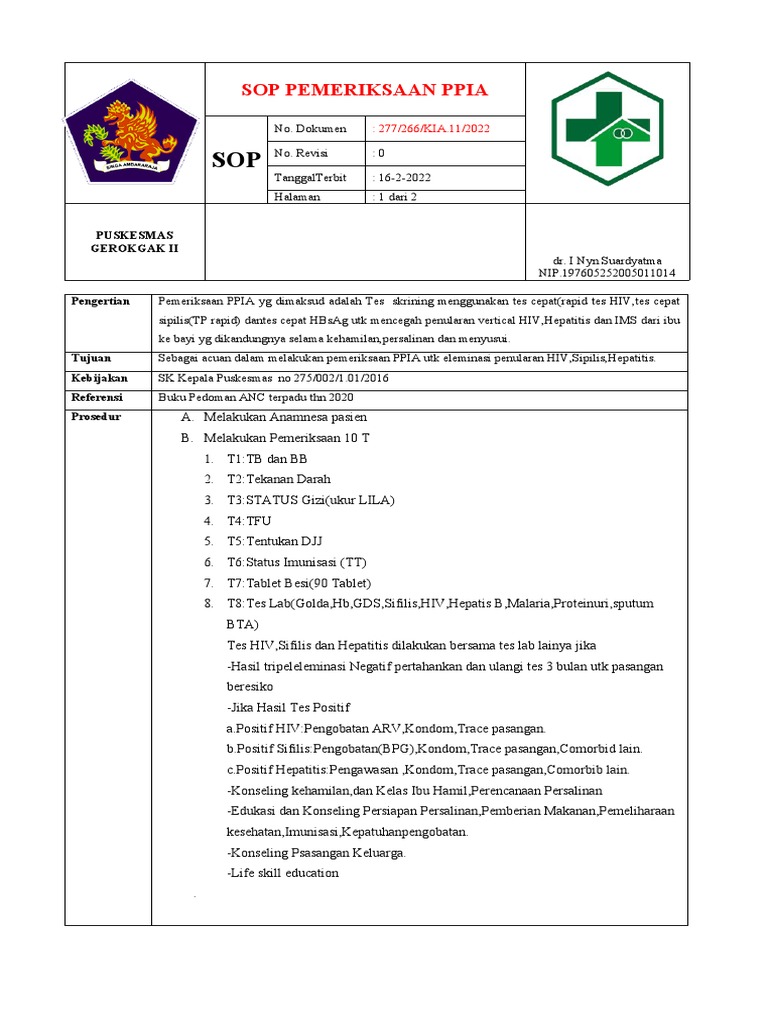 SOP PEMERIKSAAN PPIA | PDF