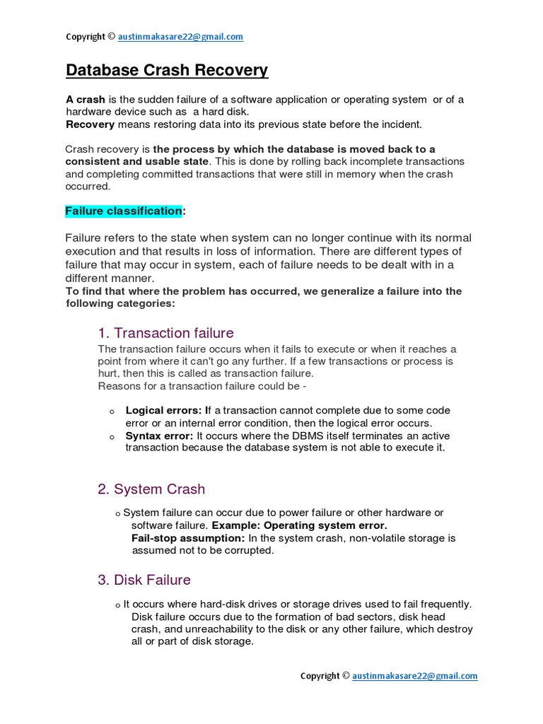 Database Crash Recovery | PDF | Database Transaction | Computer Science