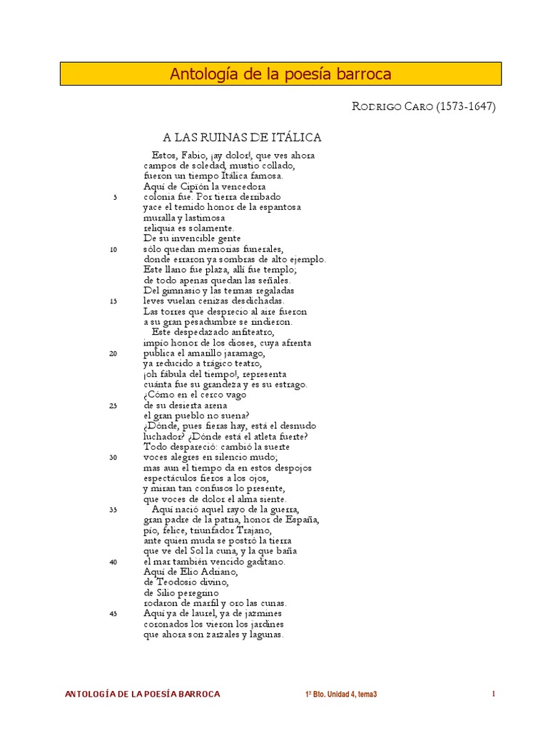 Poemas - Del - Barroco Antología | PDF | Caballero | Amor