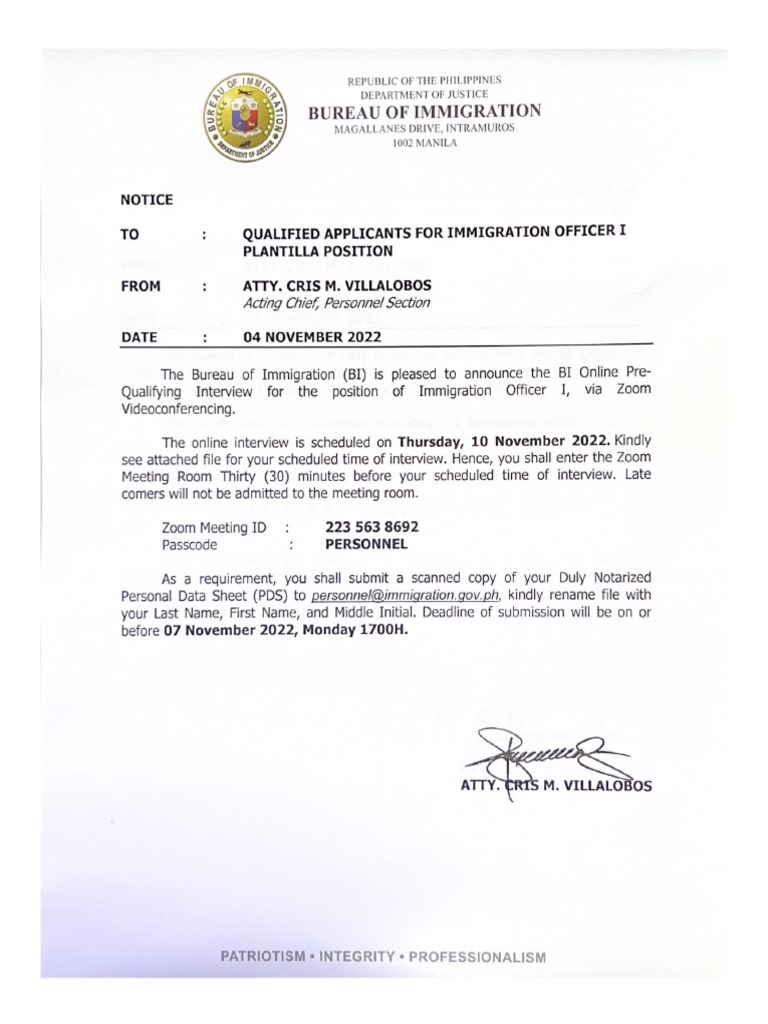 Qualified Applicants For Immigration Officer I Plantilla Position | PDF