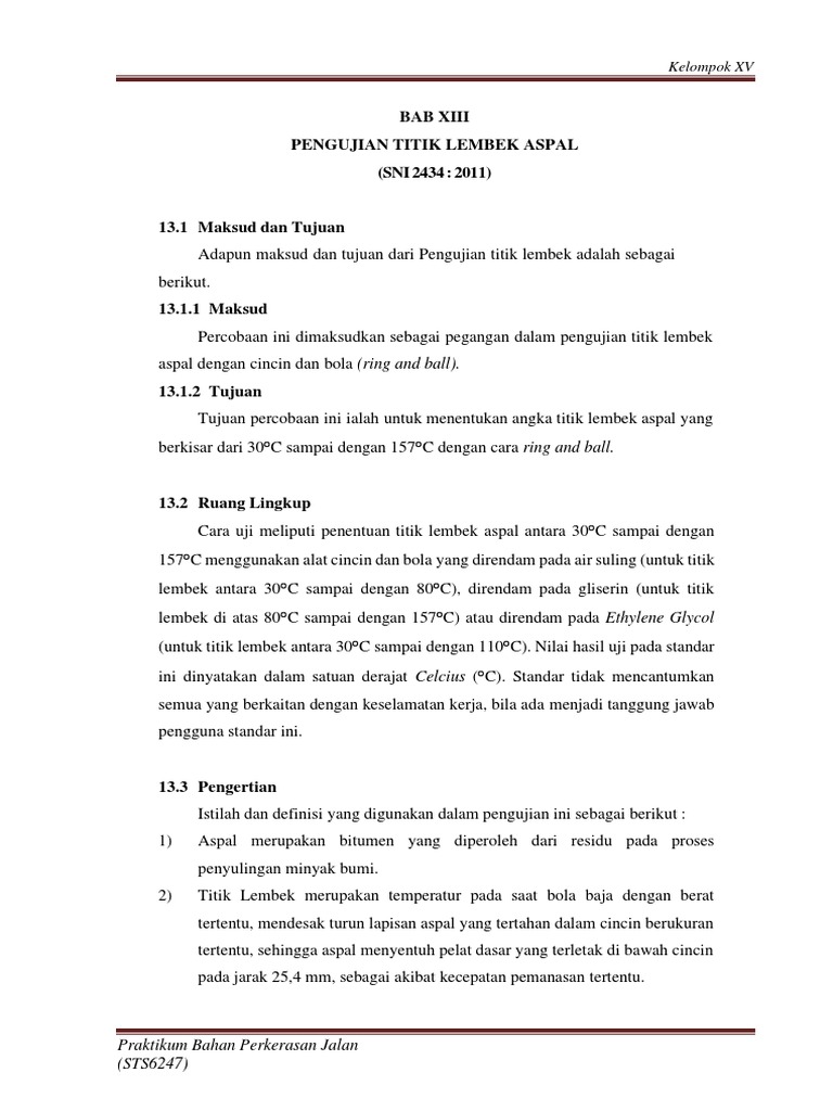 Pengujian Titik Lembek Aspal | PDF