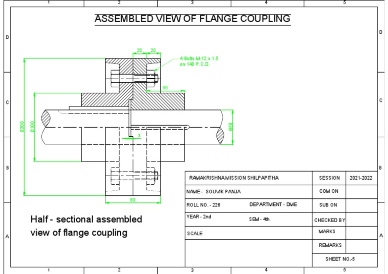 Assembled View of Flange Coupling | PDF