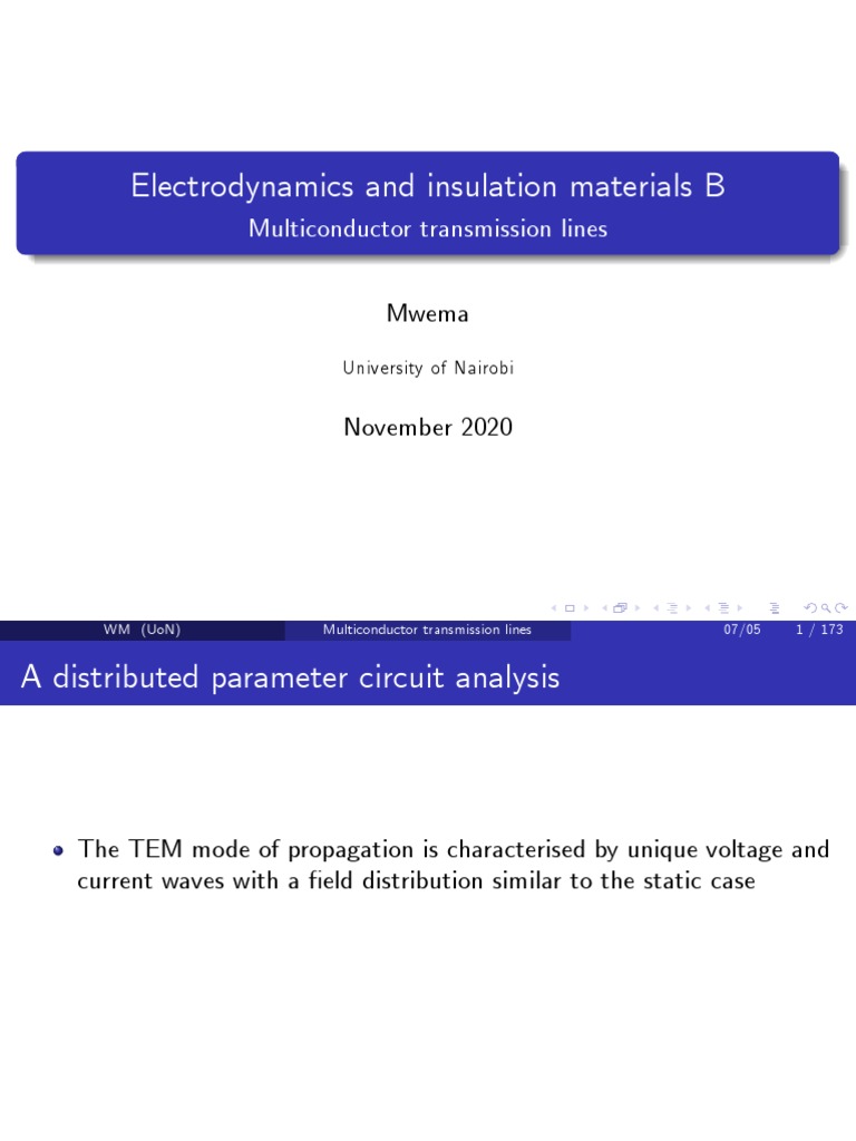 Electrodynamics and Insulation Materials B: Multiconductor Transmission Lines | PDF ...