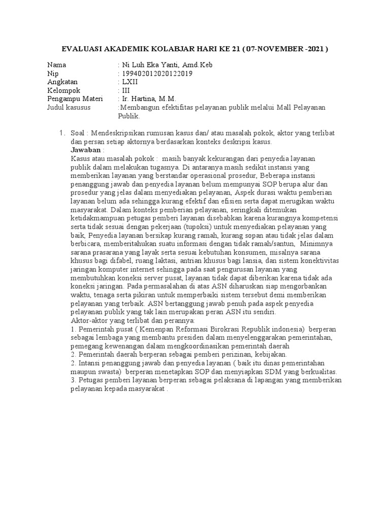 Evaluasi Pelayanan Publik | PDF