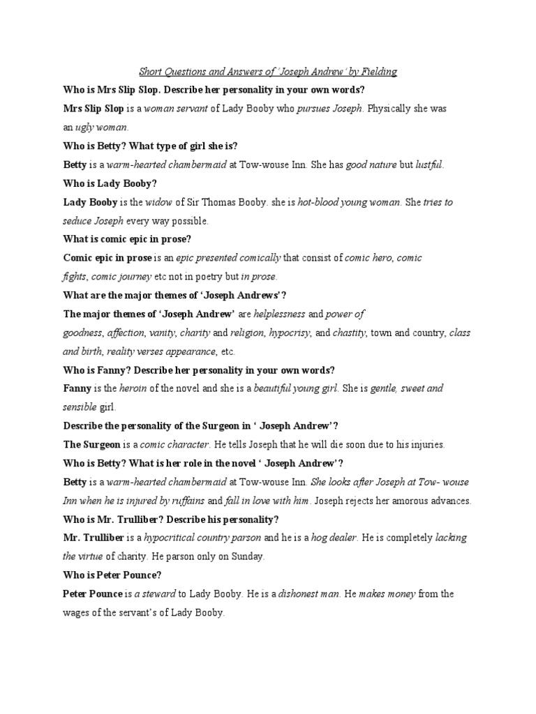 Short Questions and Answers of | PDF