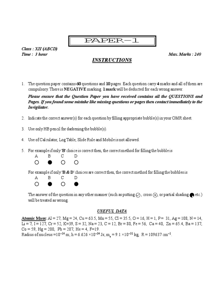 PHYSICS-11 (12th & 13th) Paper 1 | PDF | Rotation Around A Fixed Axis | Angular Momentum