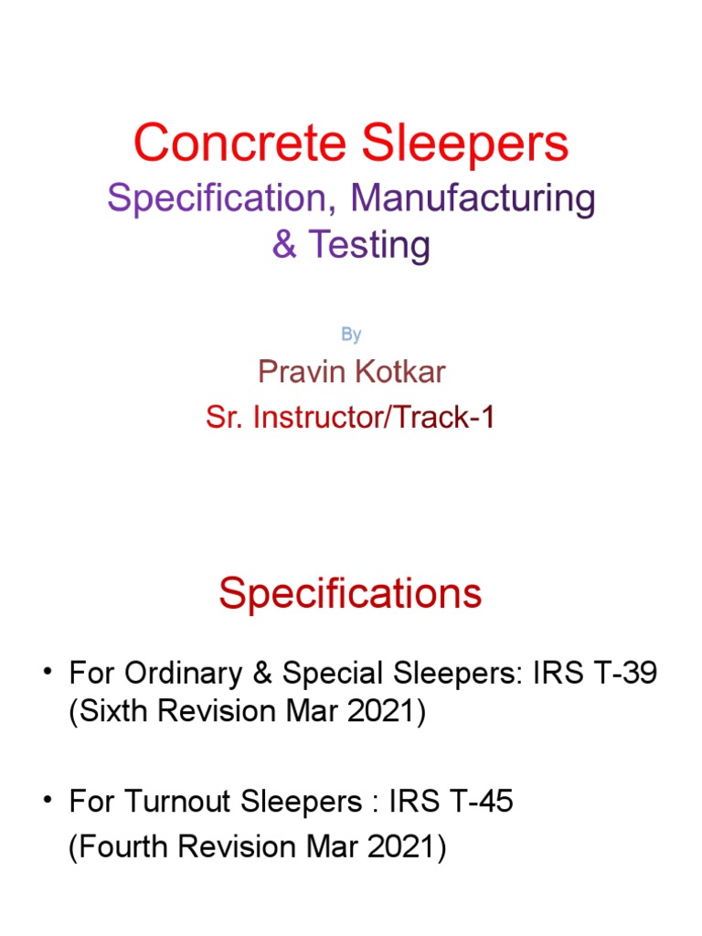 Concrete Sleeper Specification, Manufacturing & Testing | Download Free ...
