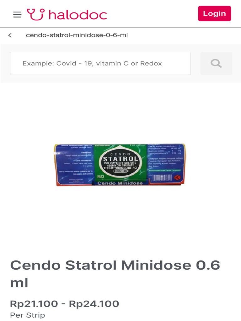 Cendo Statrol Minidose 0.6 ML: Rp21.100 - Rp24.100 | PDF