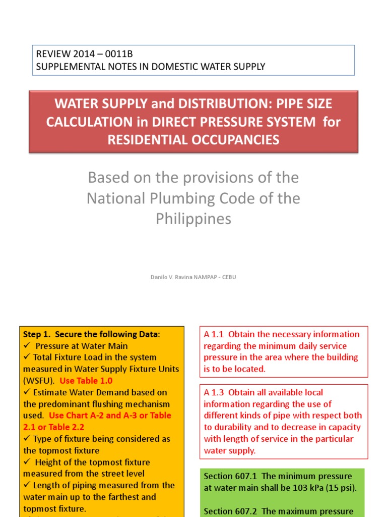 2014 - 0011B PIPE SIZING FOR WATER SUPPLY and DISTRIBUTION | PDF | Tap ...