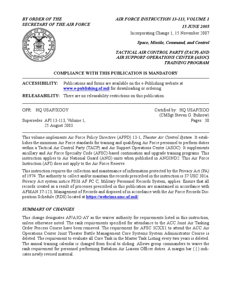 Afi13 113V1 | PDF | United States Air Force | Military Organization