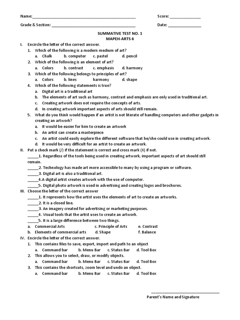 Art Summative Test for Grade 6 | PDF | Logos | Computing