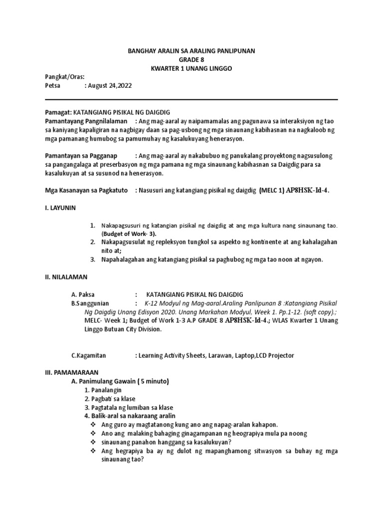 LESSON PLAN A.P.GRADE 8 WK1 Day 3 | PDF