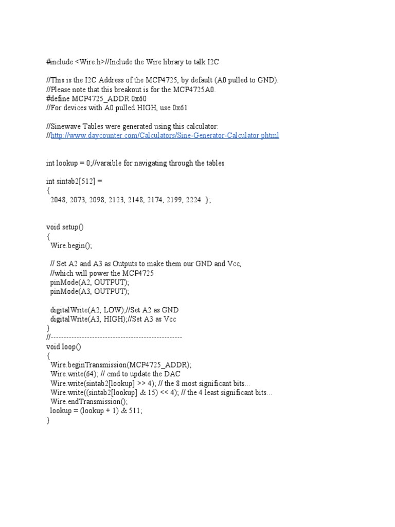 mcp4725 Use Code | PDF | Computer Engineering | Electrical Engineering