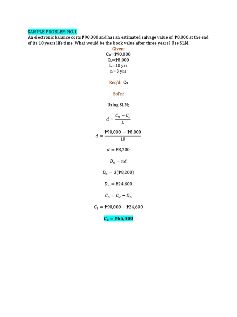 Depreciation+Sample+Problems | PDF | Depreciation | Business Economics