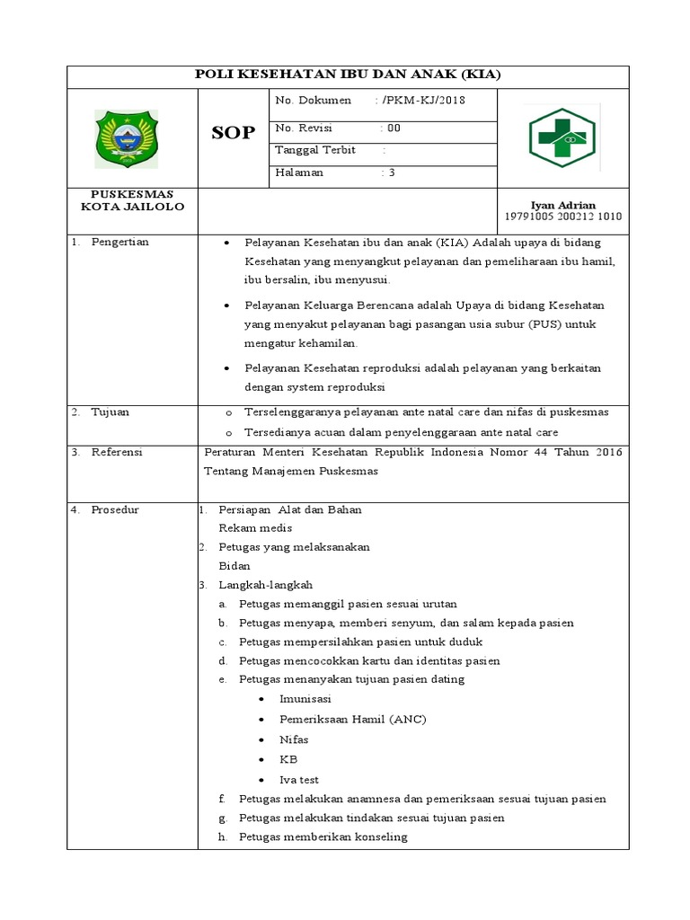 Sop Pelayanan Kia | PDF