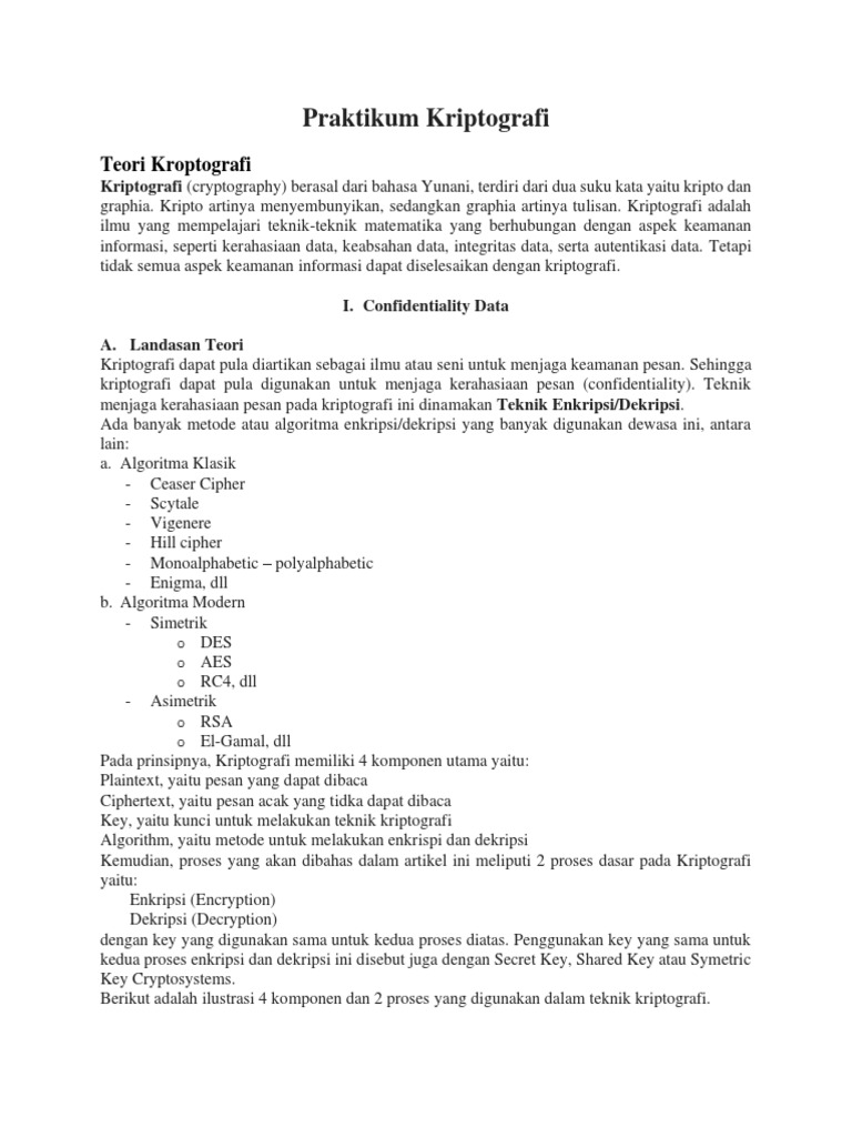 Modul Praktikum Kriptografi | PDF | Metode & Bahan Ajar | Komputer