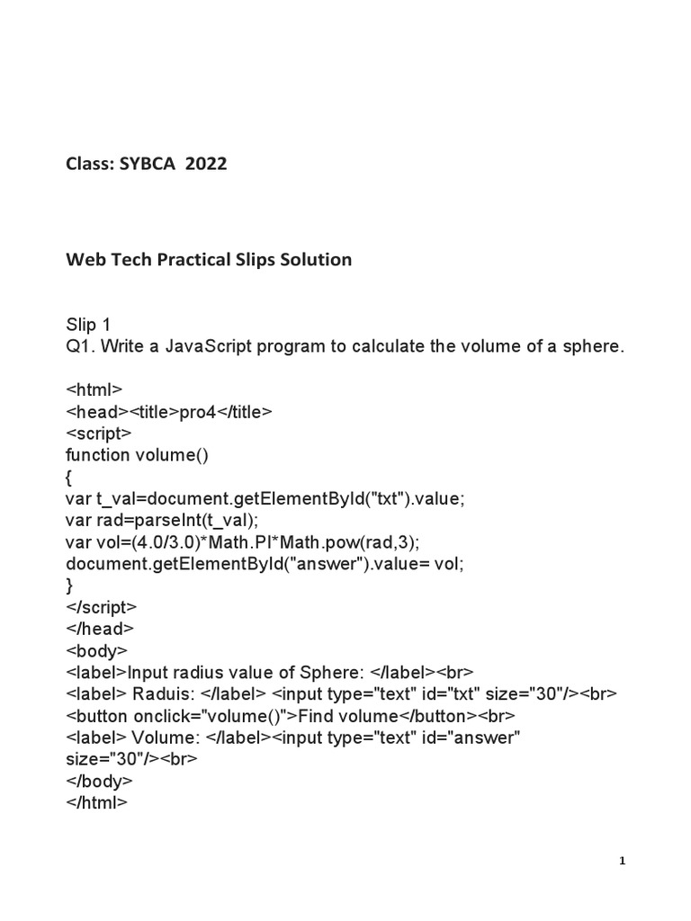 Web Tech Programs & Solutions | PDF | World Wide Web | Internet & Web