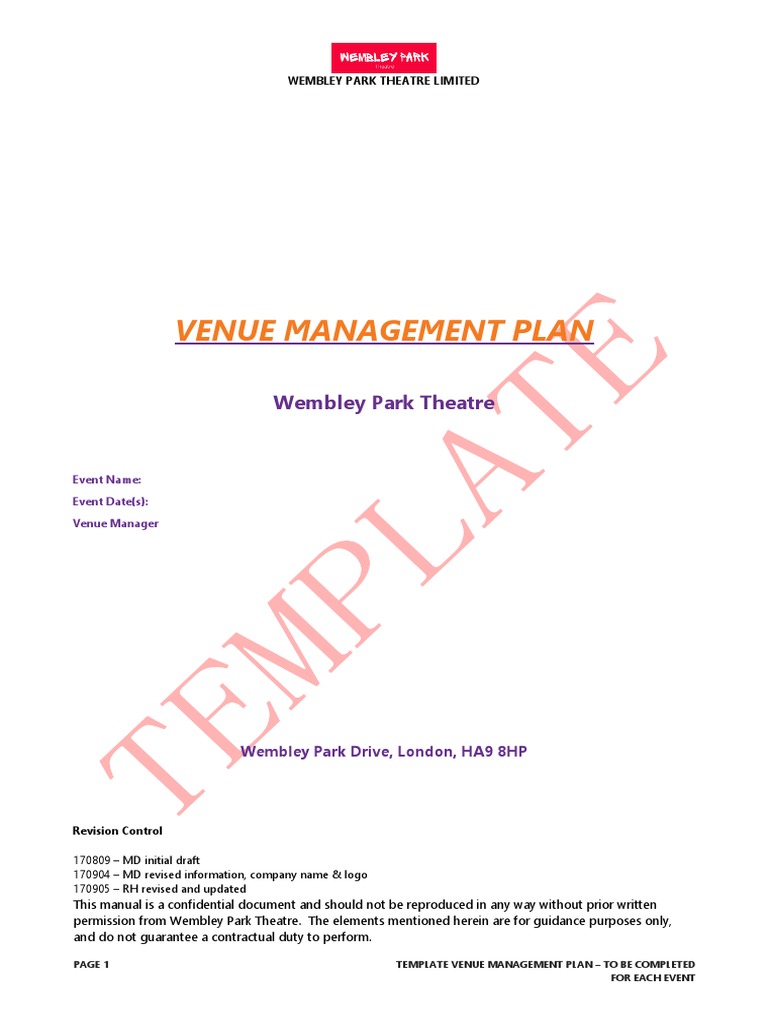 05f. Wembley Park Venue Management Plan | PDF | Risk | Occupational ...