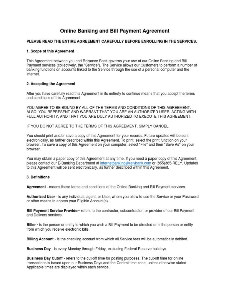 Online Banking and Bill Payment Agreement (CeB) | PDF
