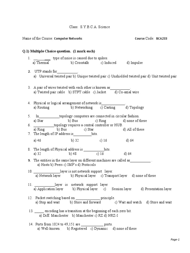 Computer Networks Exam Questions | PDF | Computer Network | Bit Rate