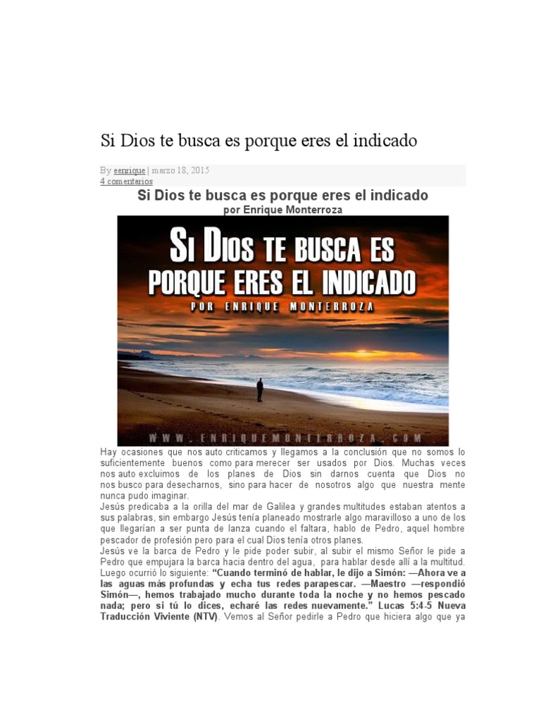 Si Dios Te Busca Es Porque Eres El Indicado | PDF | Jesús | San Pedro