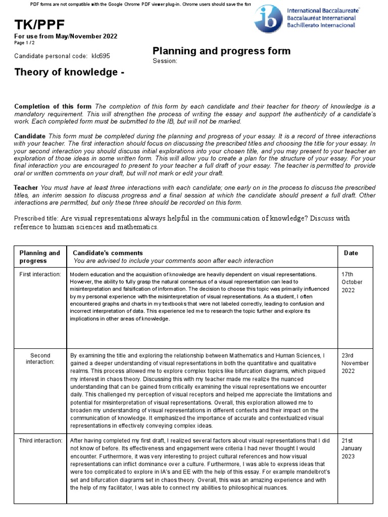 TK/PPF: Theory of Knowledge - Planning and Progress Form | Download ...