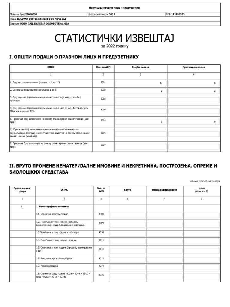 Статистички извештај Primer Pdf