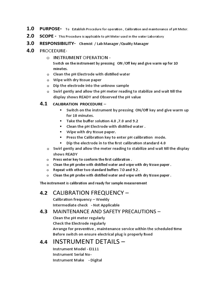 SOP-01 PH Meter | PDF