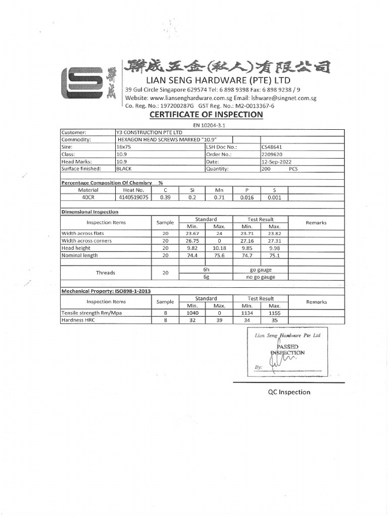 Mill Cert & FPC For Bolts and Nuts-16032023 | PDF