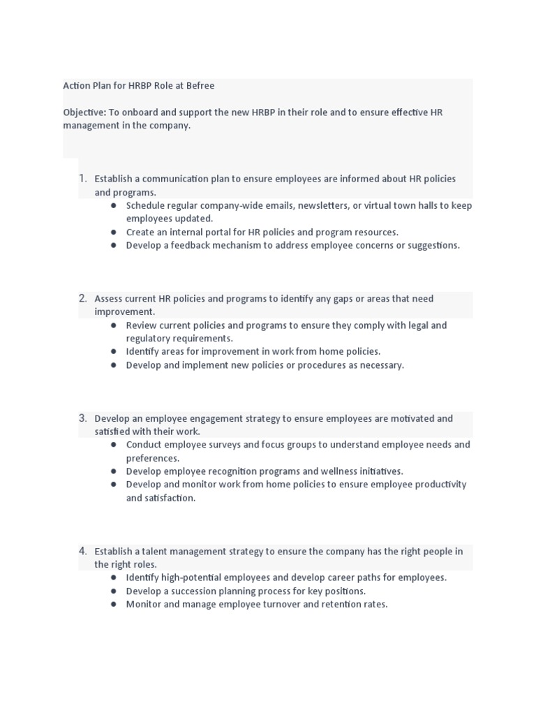 Action Plan For Hrbp Role Pdf Business Economies