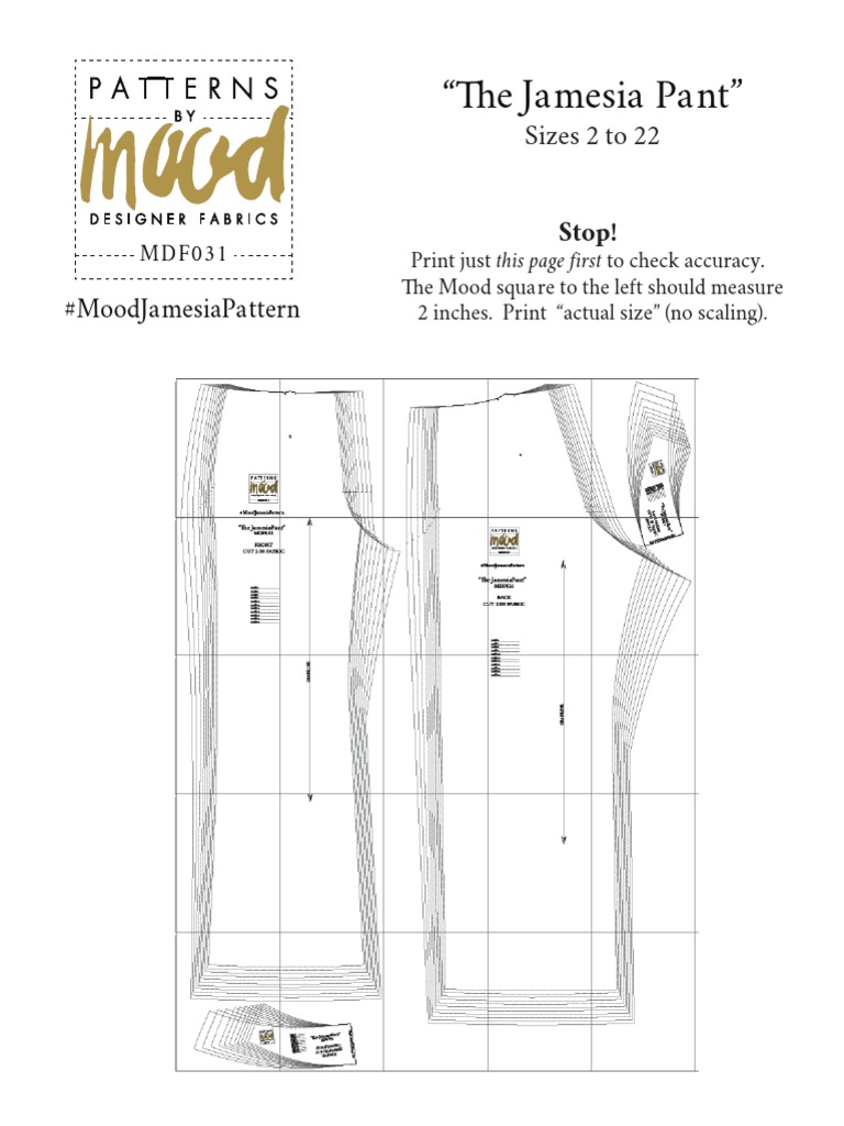 Jamesia Pant Sewing Pattern Guide | PDF