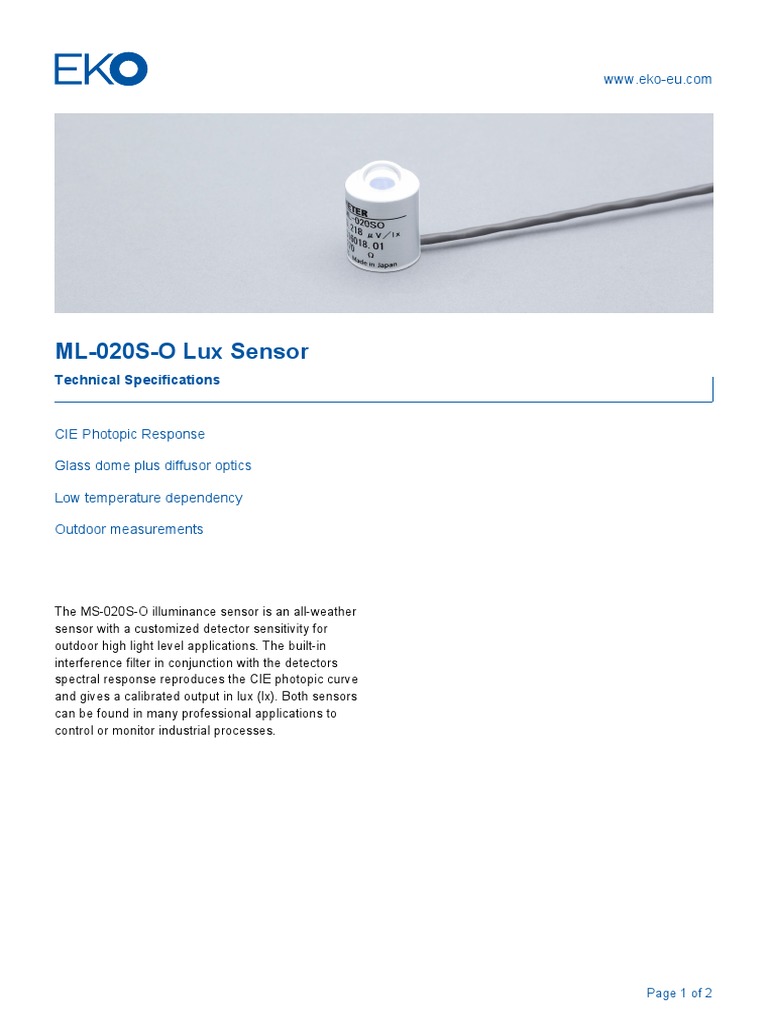 ML-020S-O - Lux Sensor | PDF | Science & Mathematics | Technology ...
