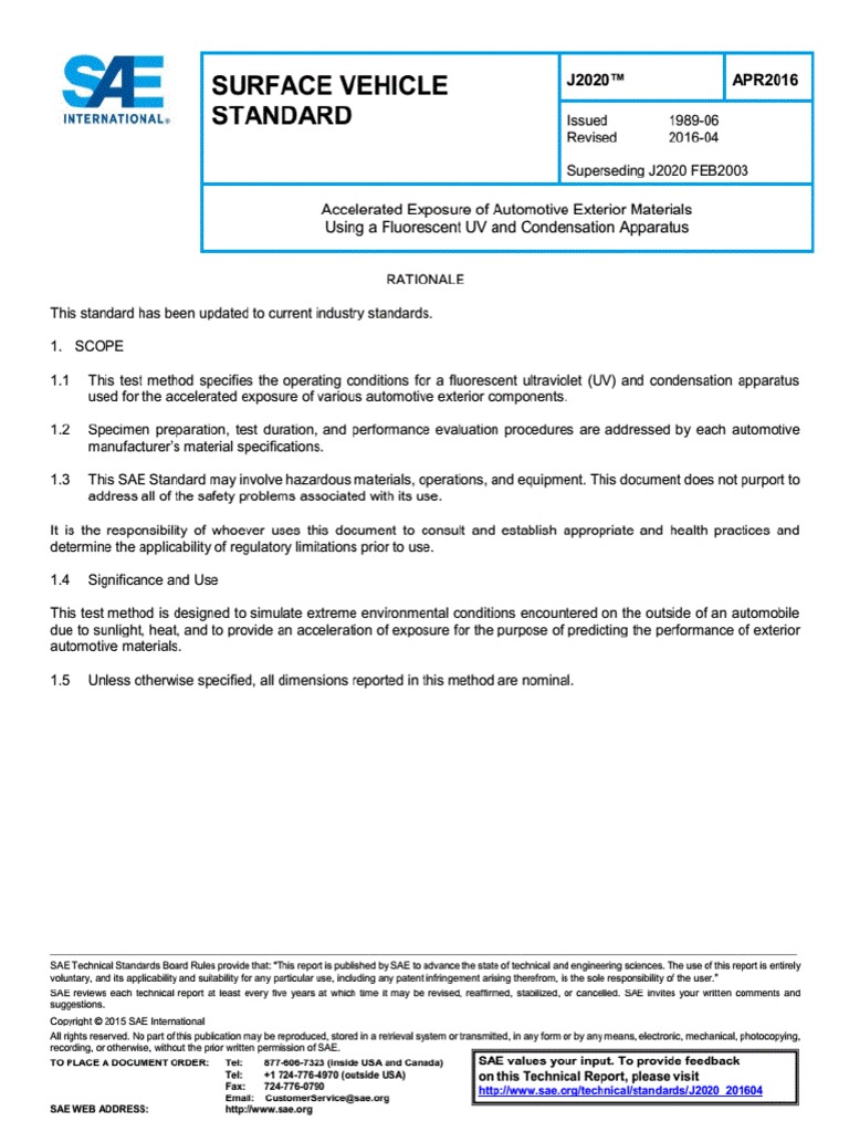 Sae J2020 | PDF
