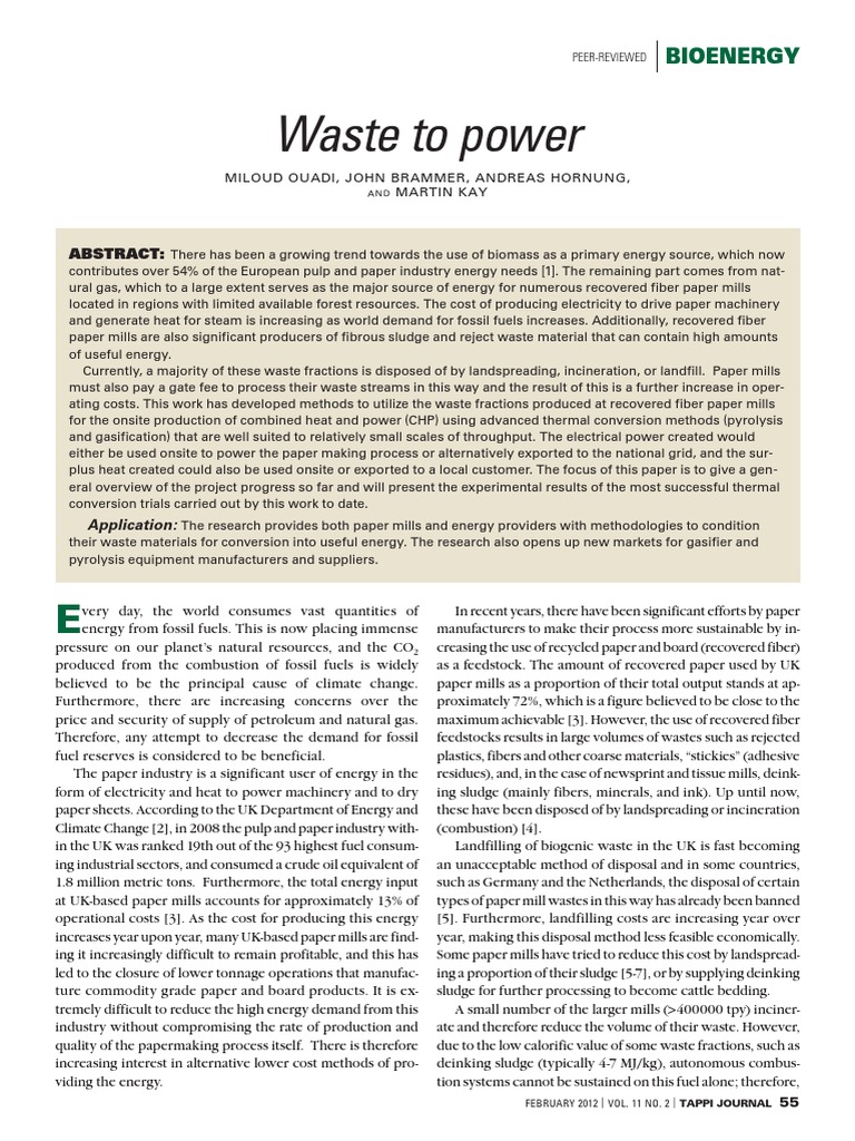Waste To Power: Bioenergy | PDF | Gasification | Pyrolysis