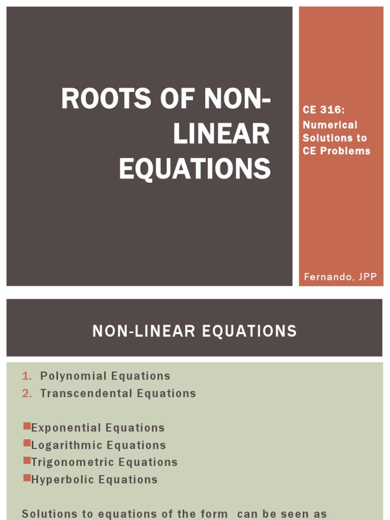 Roots of Non-Linear Equations: CE 316: Numerical Solutions To CE Problems | PDF | Mathematics ...